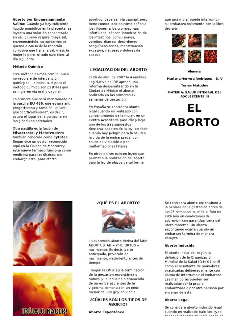 Triptico de Aborto | Descargar gratis PDF | Aborto | El embarazo