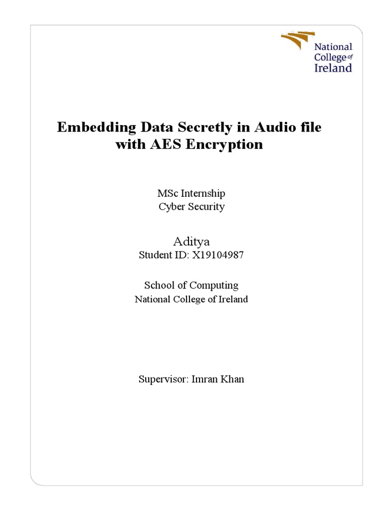 Embedding Data Secretly in Audio File With AES Encryption: Aditya | PDF ...