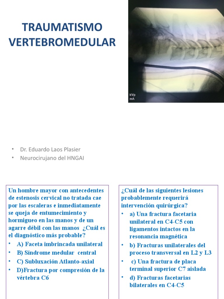 Traumatismo Vertebromedular | PDF | Lesión | Lesión de la médula espinal