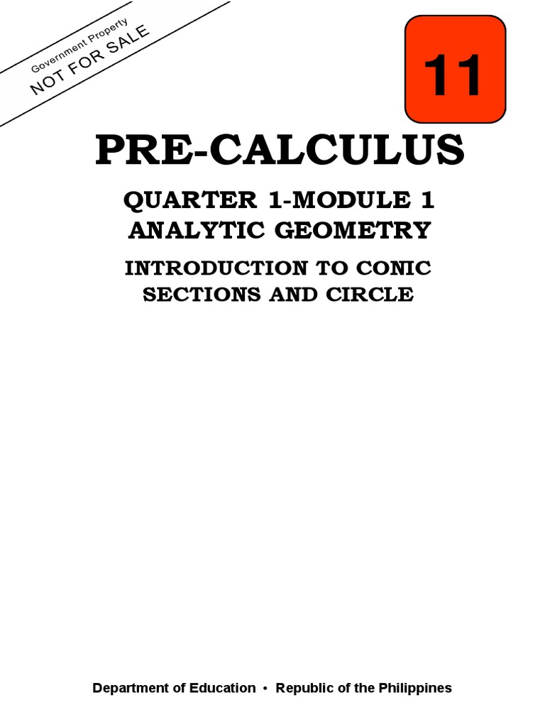 Pre Calculus Quarter 1 Module 1 Analytic Geometry Pdf Ellipse Geometry