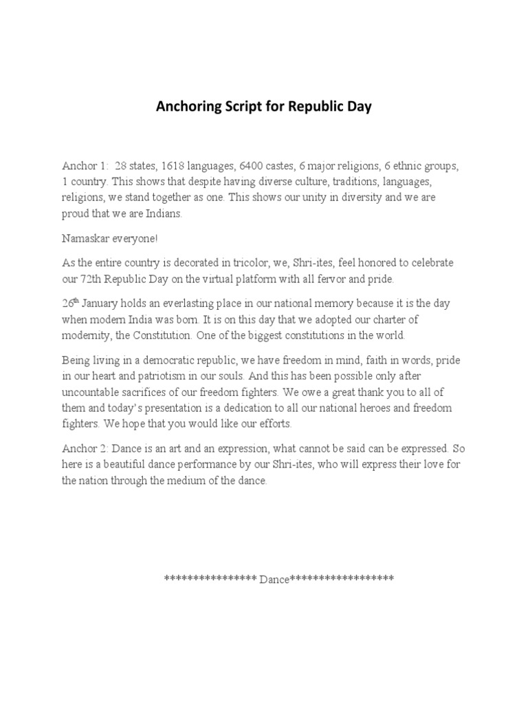 Anchoring Script For Republic Day | PDF