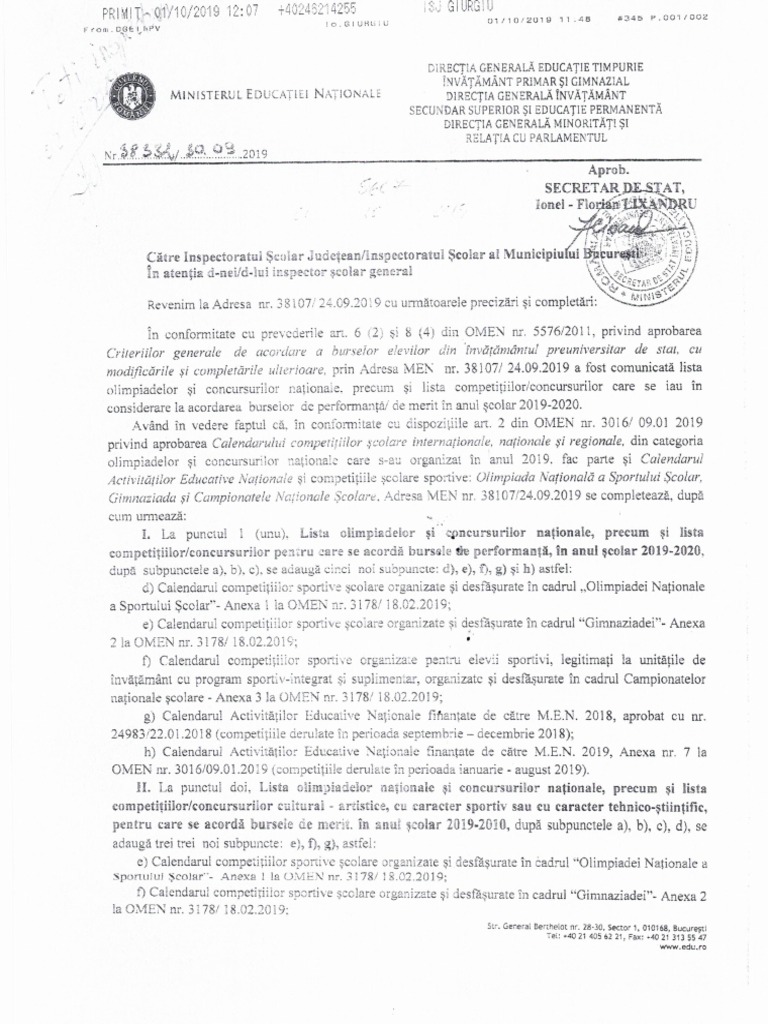 Competitii Si Concursuri (Olimpiade) Ce Se Iau in Considerare La ...