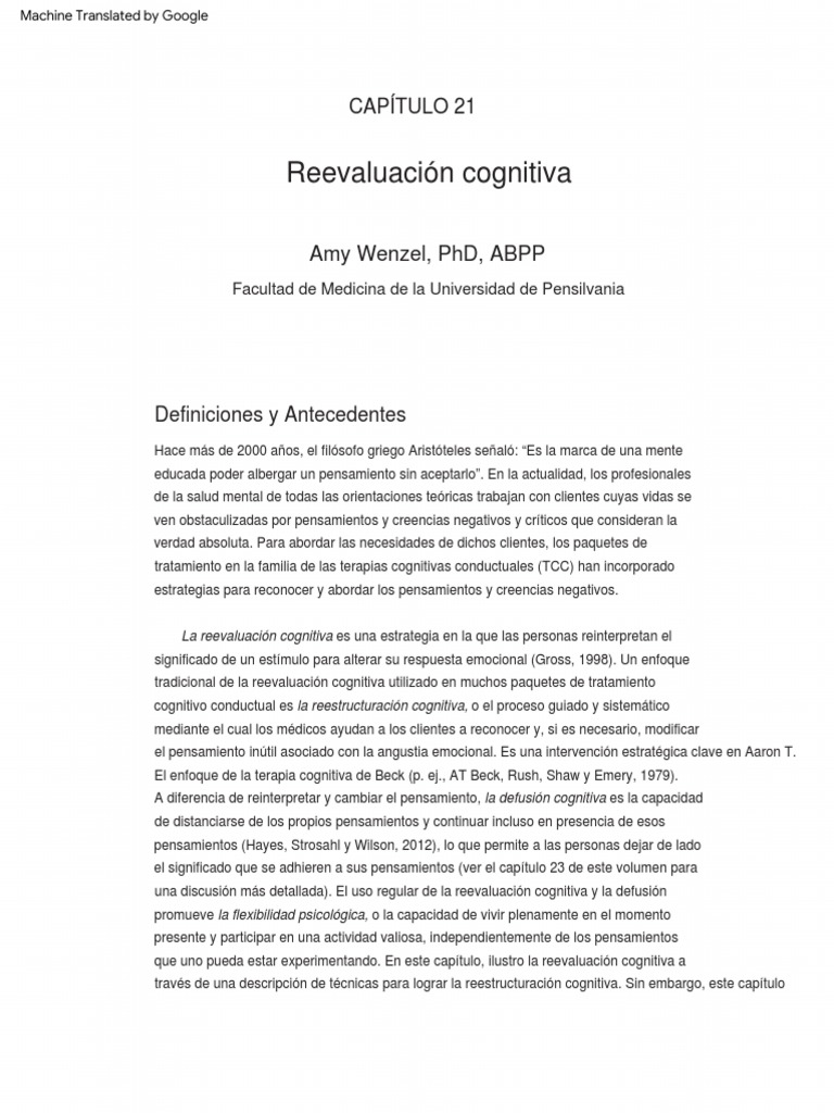 Process-Based CBT - Cap 21 Cognitive Reapraisal (Hayes & Hofmann, 2018 ...