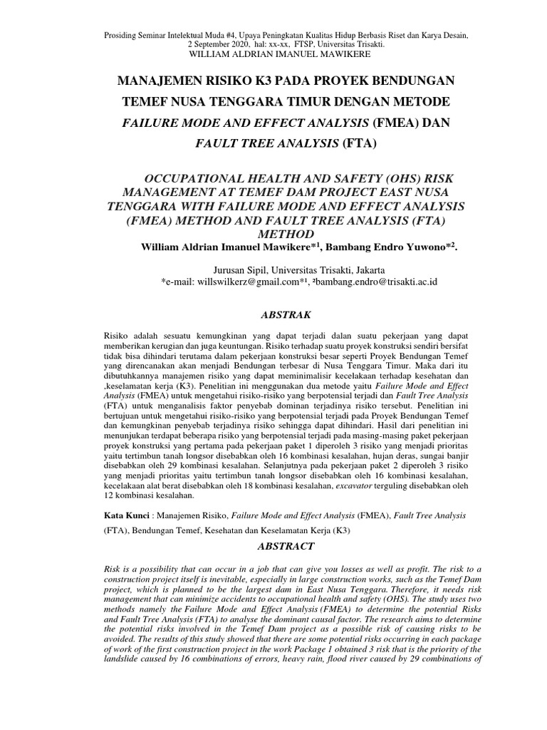 Failure Mode and Effect Analysis (Fmea) Dan Fault Tree Analysis (Fta) | PDF