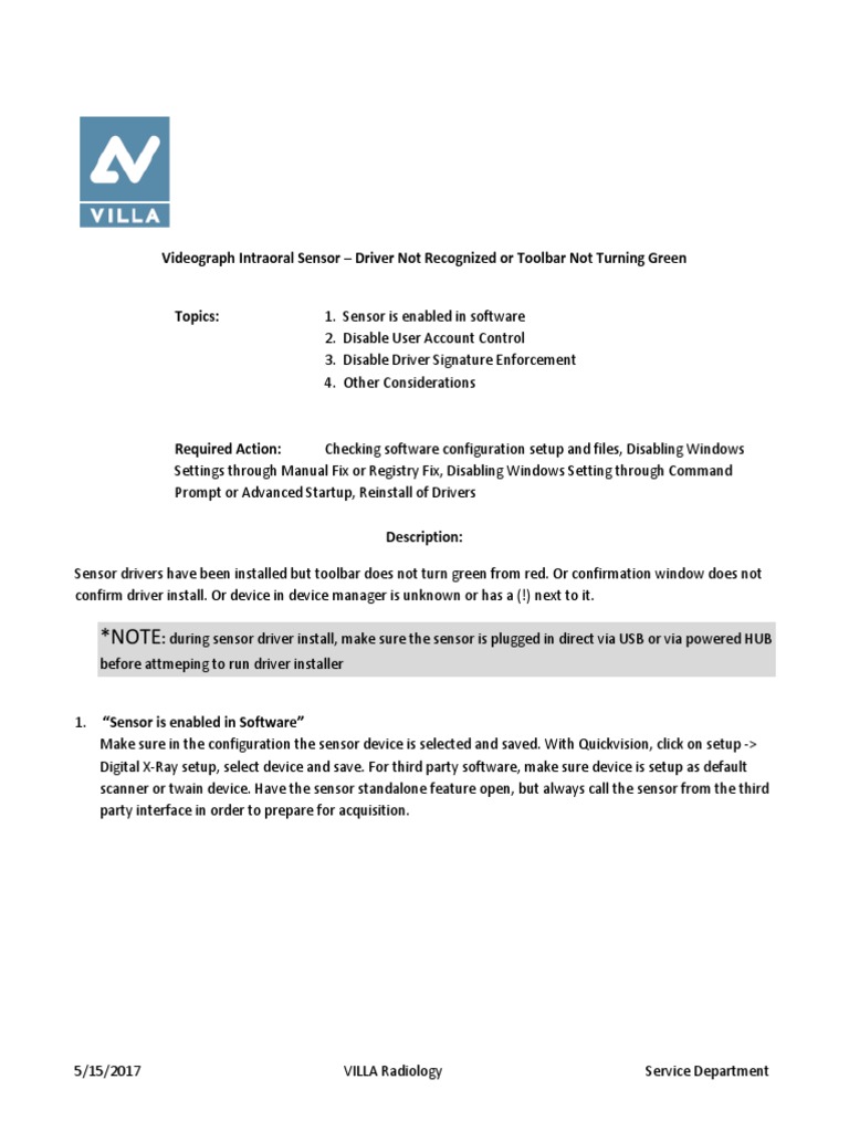 Radiology Sensor Troubleshooting Guide | PDF | Device Driver | System Software