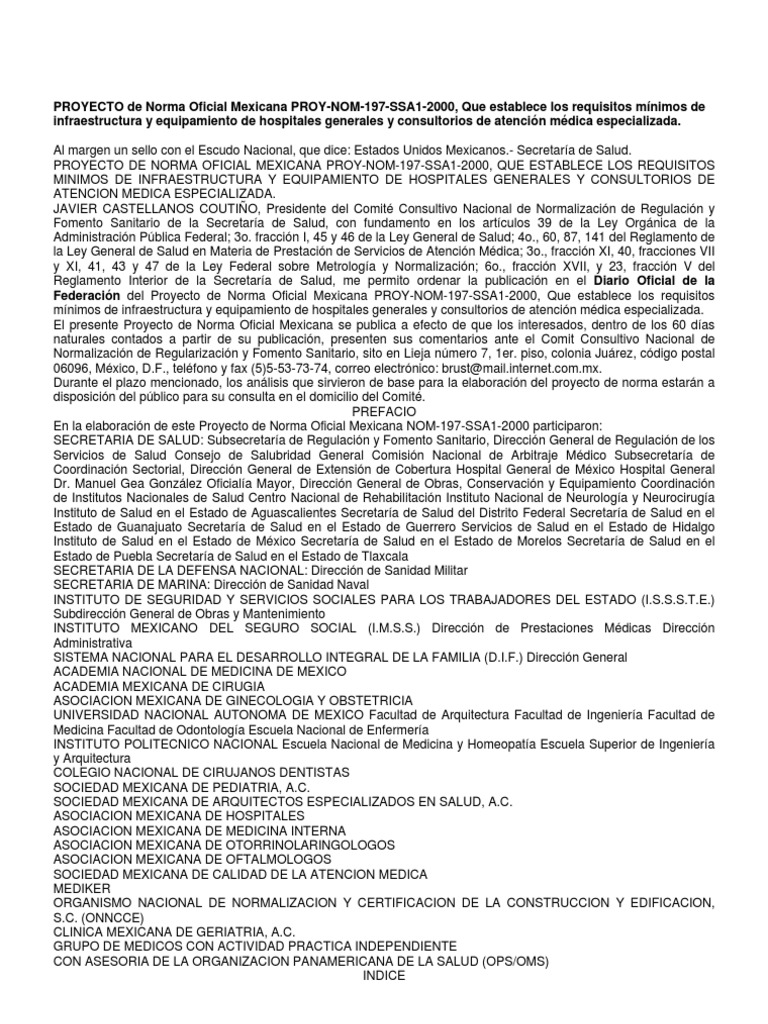 NOM 197_ssa1_2000 | Hospital | Enfermería