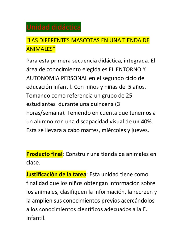 Unidad Didáctica Integrada Animales2 | PDF | Conocimiento | Mascota