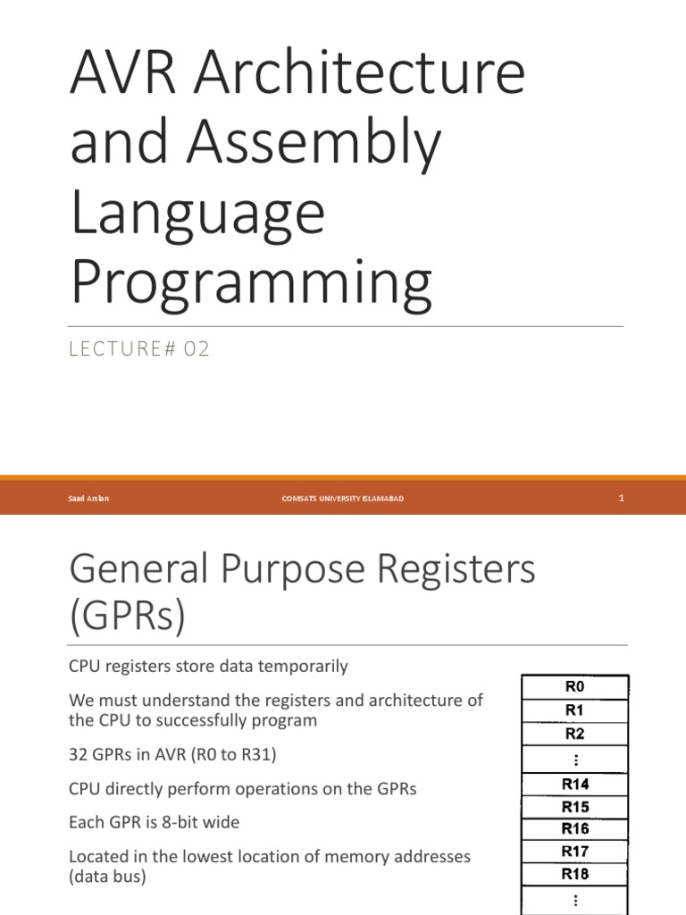 FA21 - Lec02-2021-09-16 - AVR Architecture and Programming | PDF | Random Access Memory | Input ...