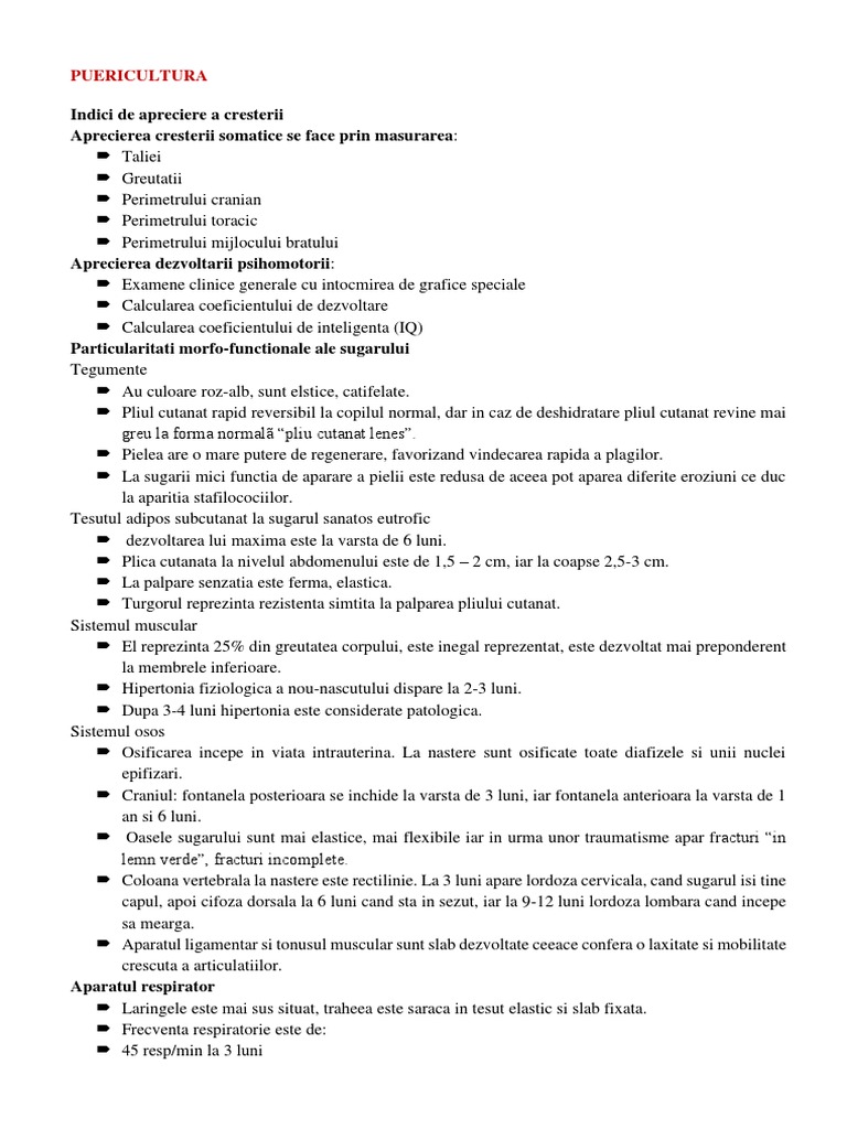 Puericultura Si Pediatrie CURSURI AN III | PDF