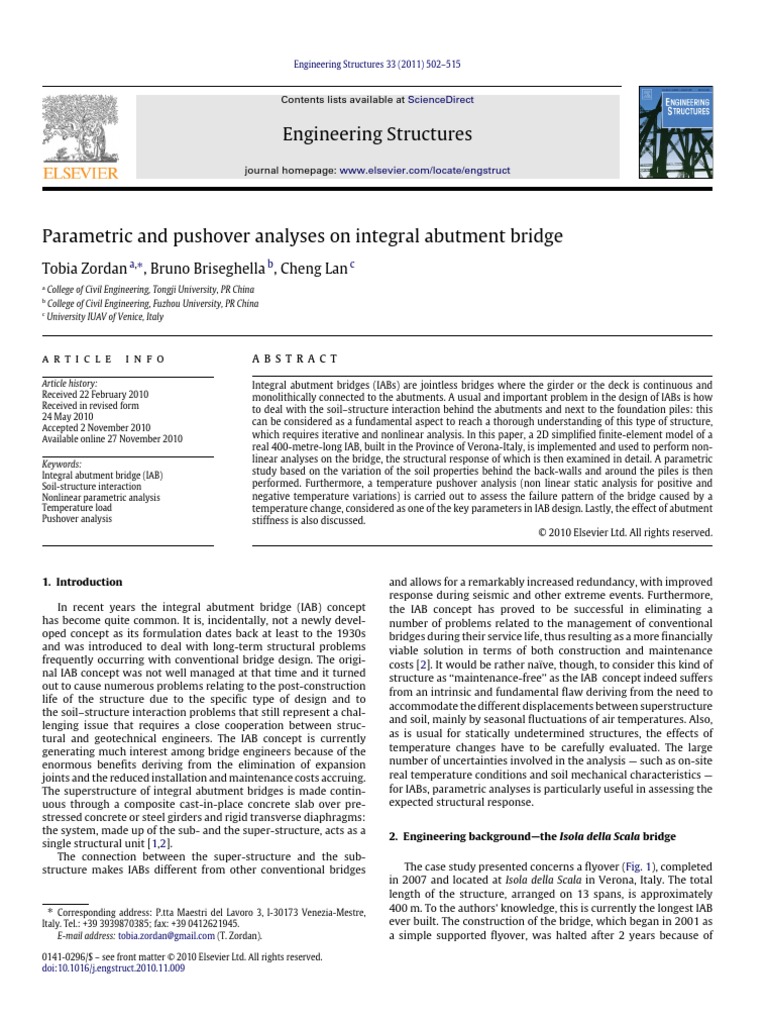 Parametric and Pushover Analyses On Integral Abutment Bridge | PDF ...