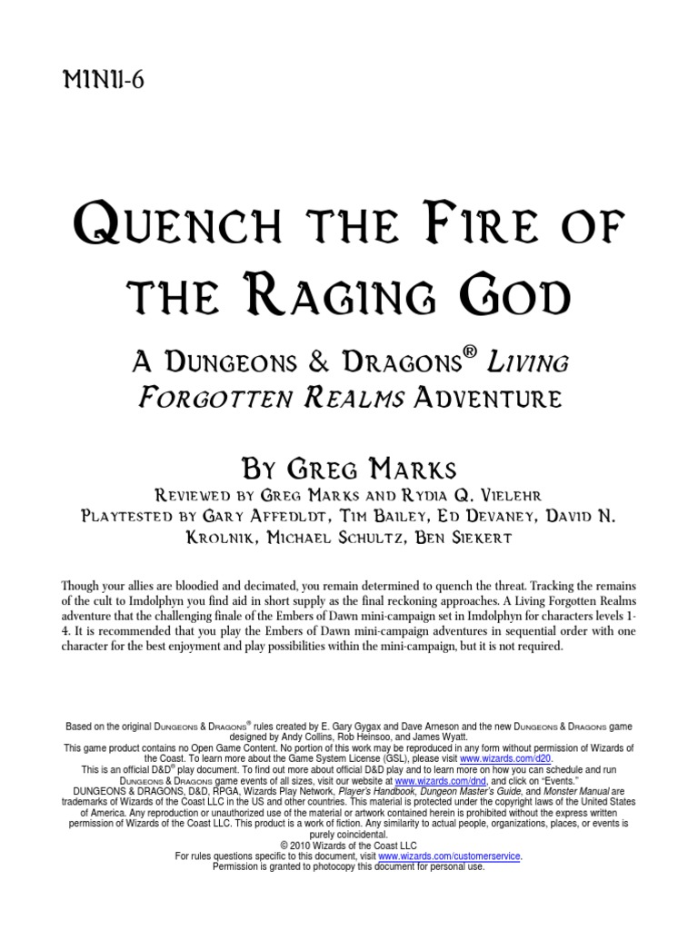 MINI1-6 Quench The Fire of The Raging God | Download Free PDF ...