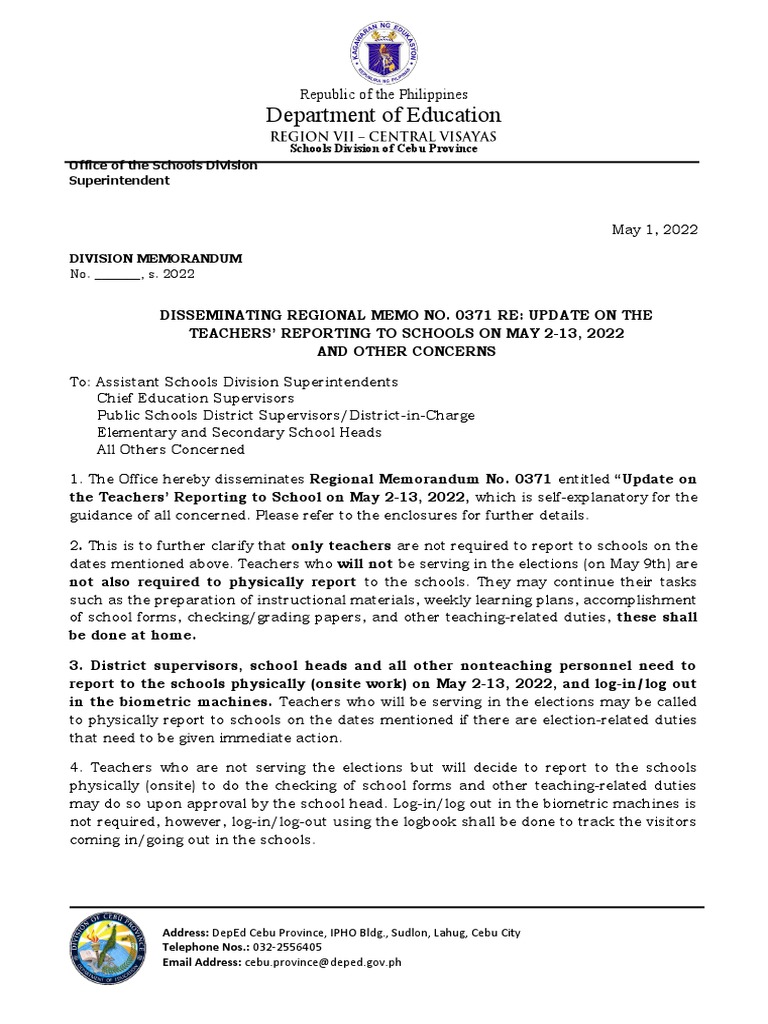 Memo Final For May 2 To 13 As of May 1 | PDF | Government