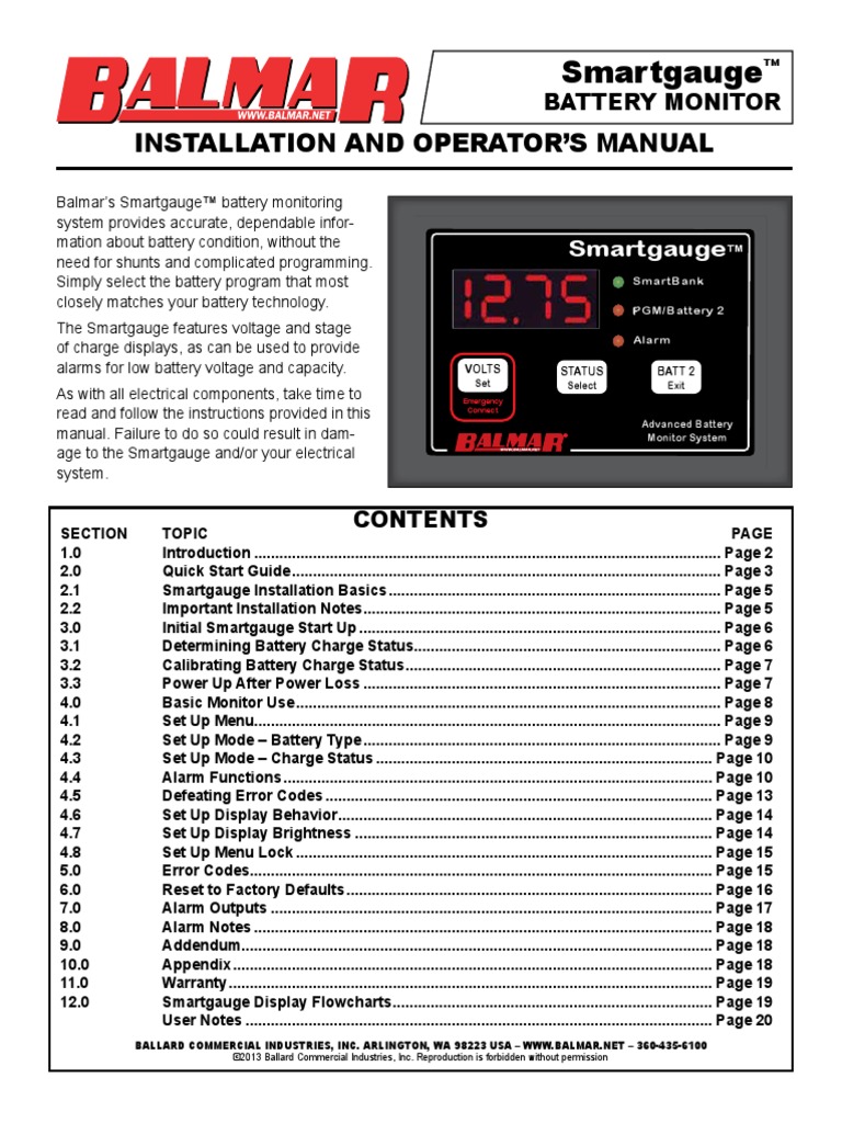 Smartgauge: Installation and Operator'S Manual | PDF | Battery Charger ...