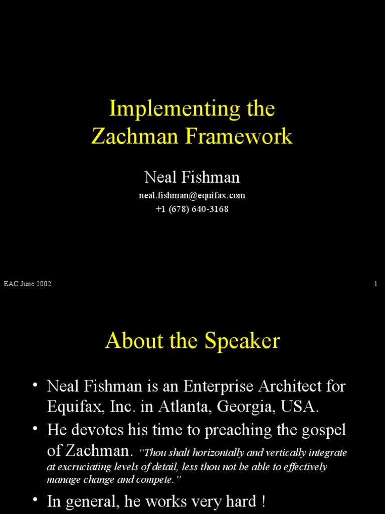 Implementing The Zachman Framework Neal Fishman | PDF | Software Development Process