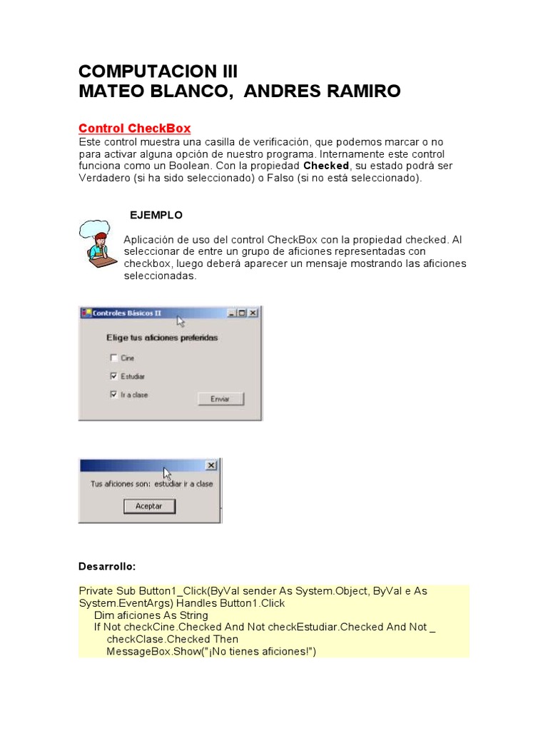 Control CheckBox y GroupBox en C# | PDF | C Sharp (lenguaje de programación) | Ventana (informática)