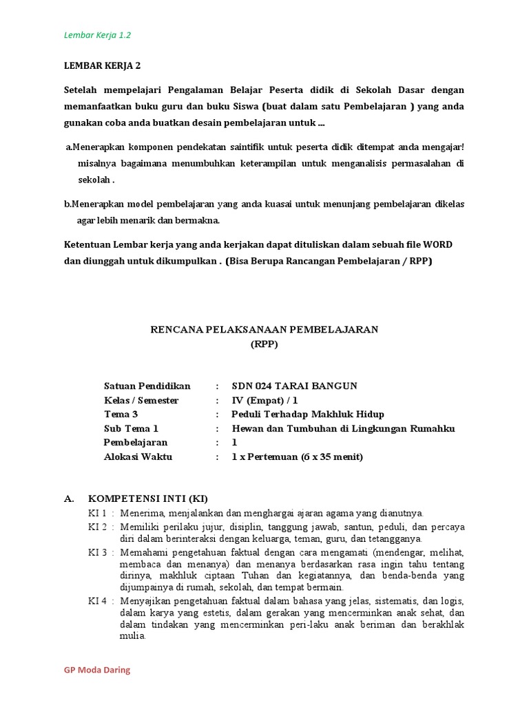 LK 1.2 Pengalaman Belajar Siswa | PDF