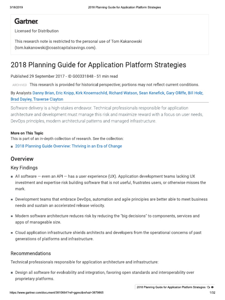 2018 Planning Guide For Application Platform Strategies | PDF | Instant ...