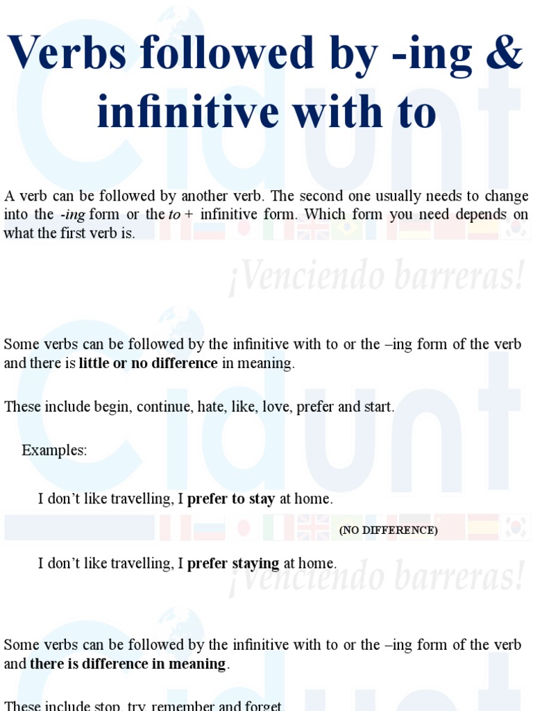 Verbs: -ing vs. Infinitive Forms | PDF | Verb