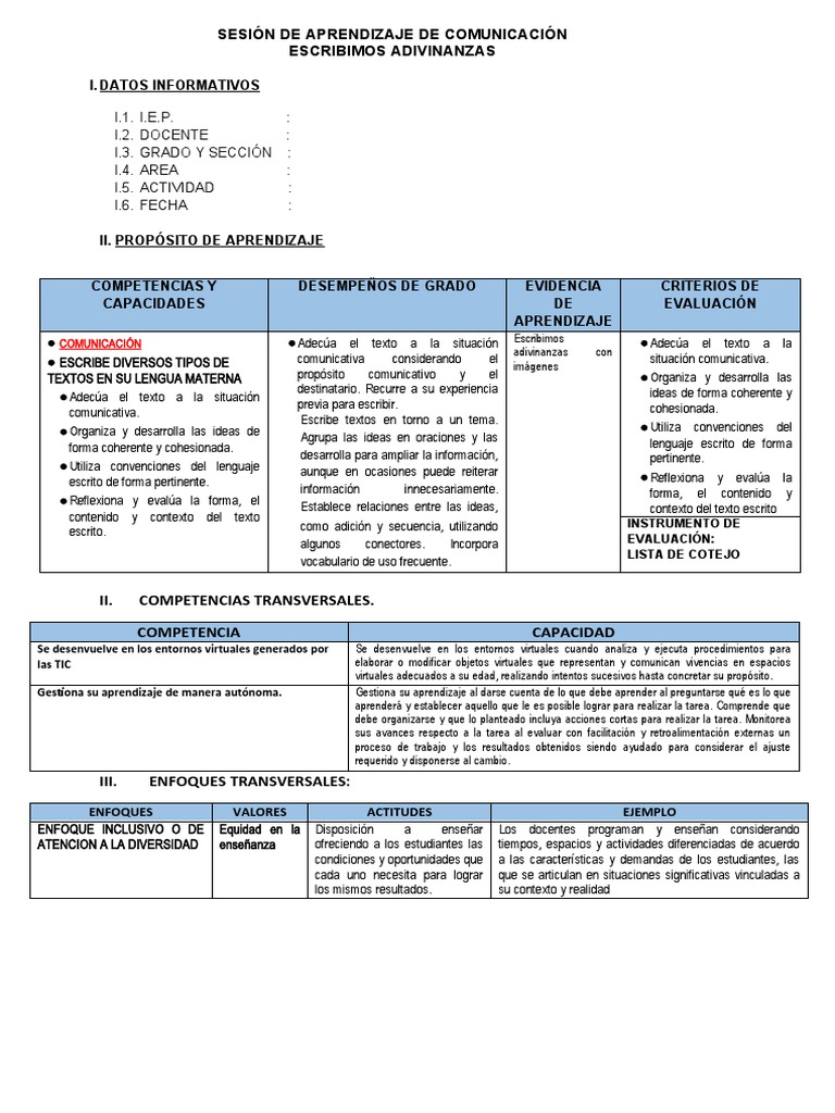 Escribimos Adivinanzas | PDF | Aprendizaje | Cognición