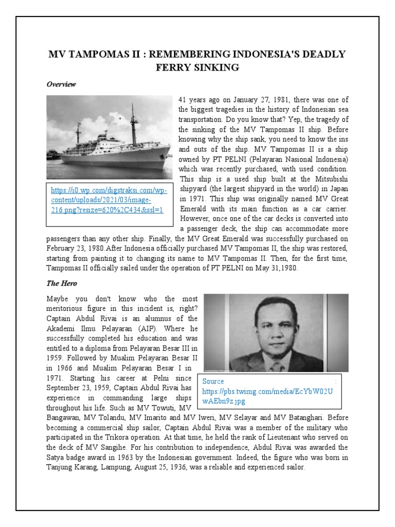 MV Tampomas Ii Remembering Indonesia's Deadly Ferry Sinking | PDF ...