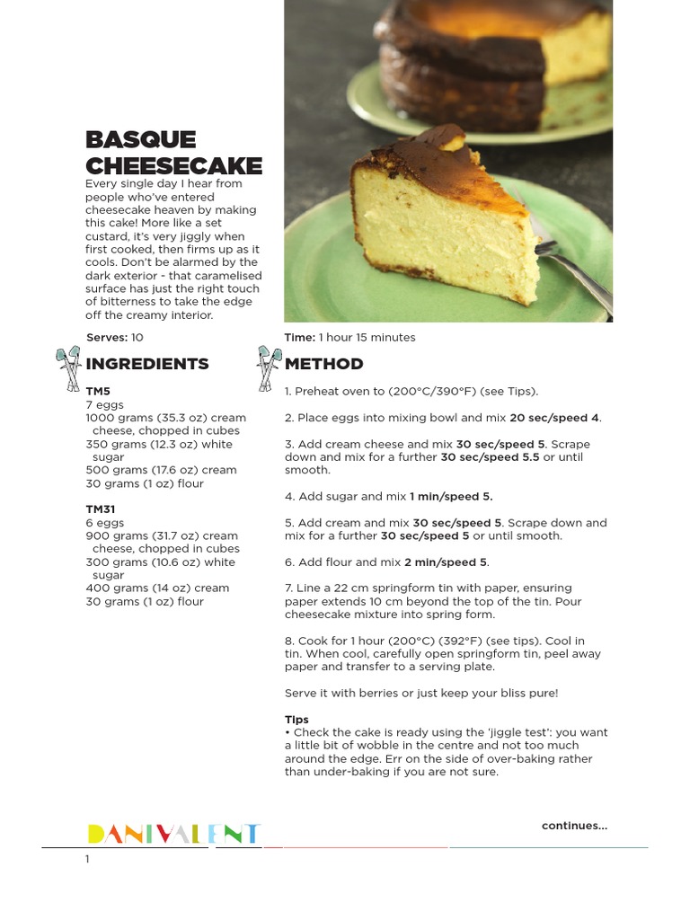 Basque Cheesecake: Method Ingredients | PDF | Cakes | Desserts