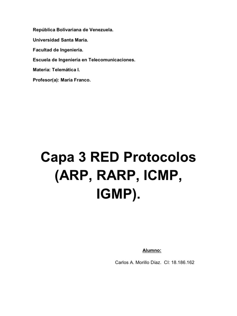 Capa 3 Red Protocolos (Arp, Rarp, Icmp, Igmp) | PDF | Dirección IP ...