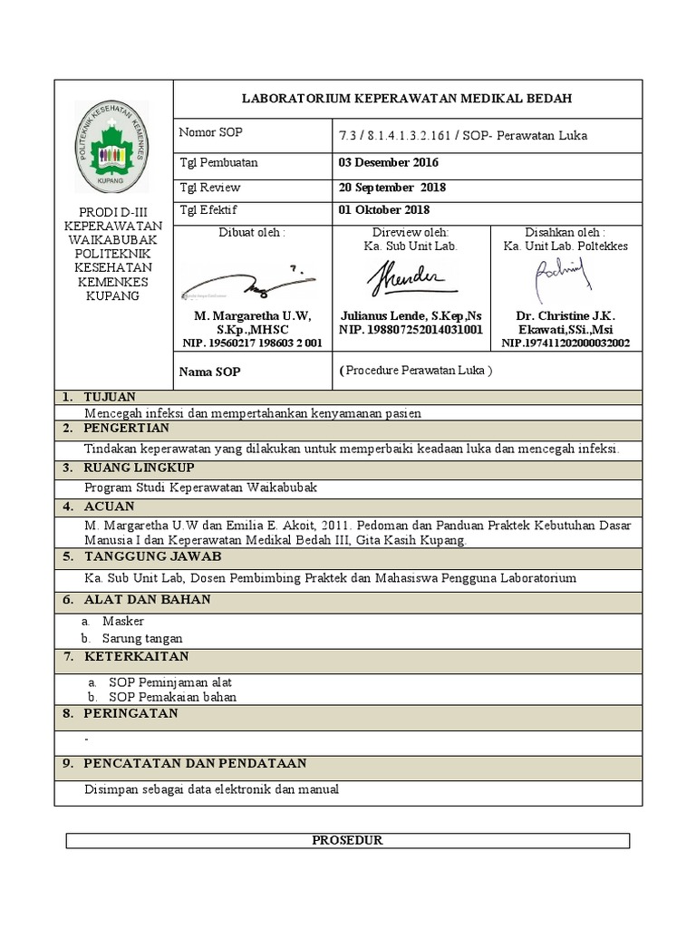 PROSEDUR PERAWATAN LUKA | PDF