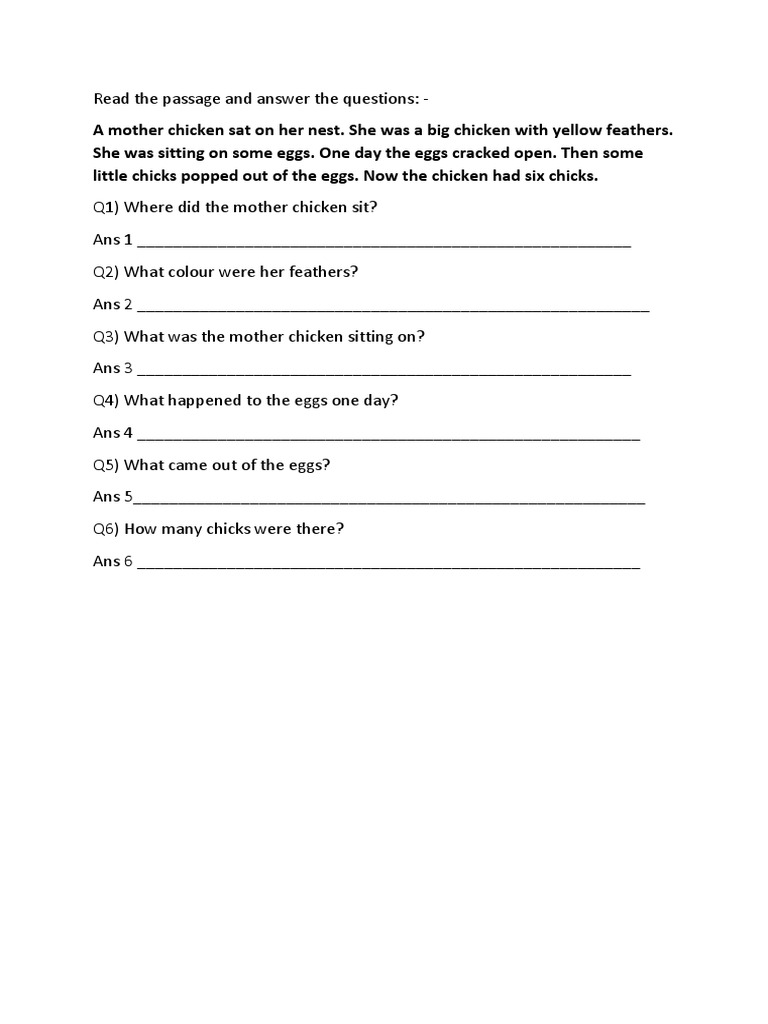 Comprehension Worksheet | PDF