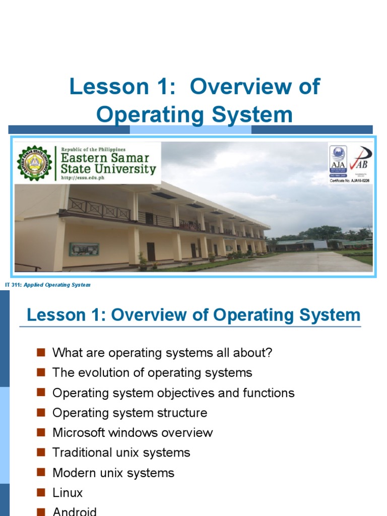 Lesson 1: Overview of Operating System | PDF | Operating System ...