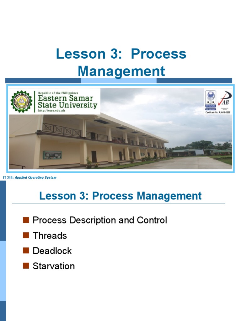 Lesson 3: Process Management: IT 311: Applied Operating System | PDF | Thread (Computing ...