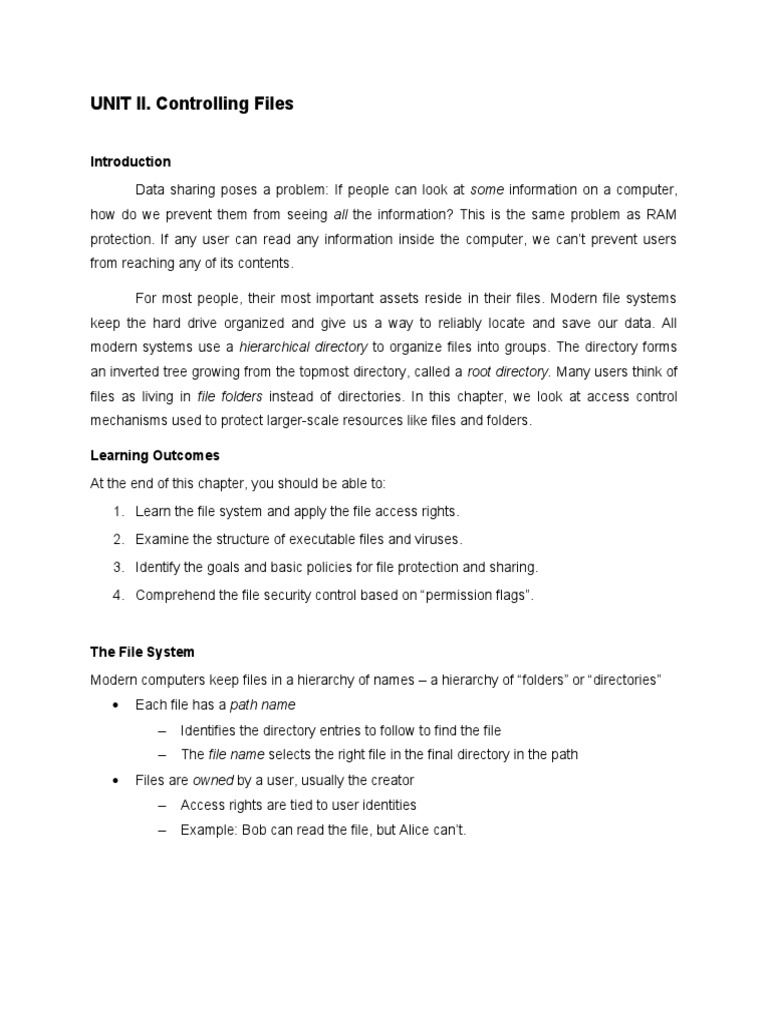 UNIT II. Controlling Files | Download Free PDF | Computer File ...