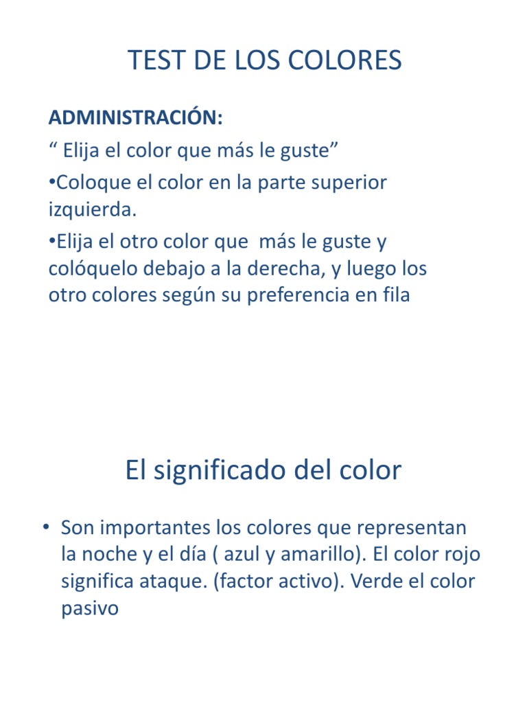 Test de Los Colores | PDF