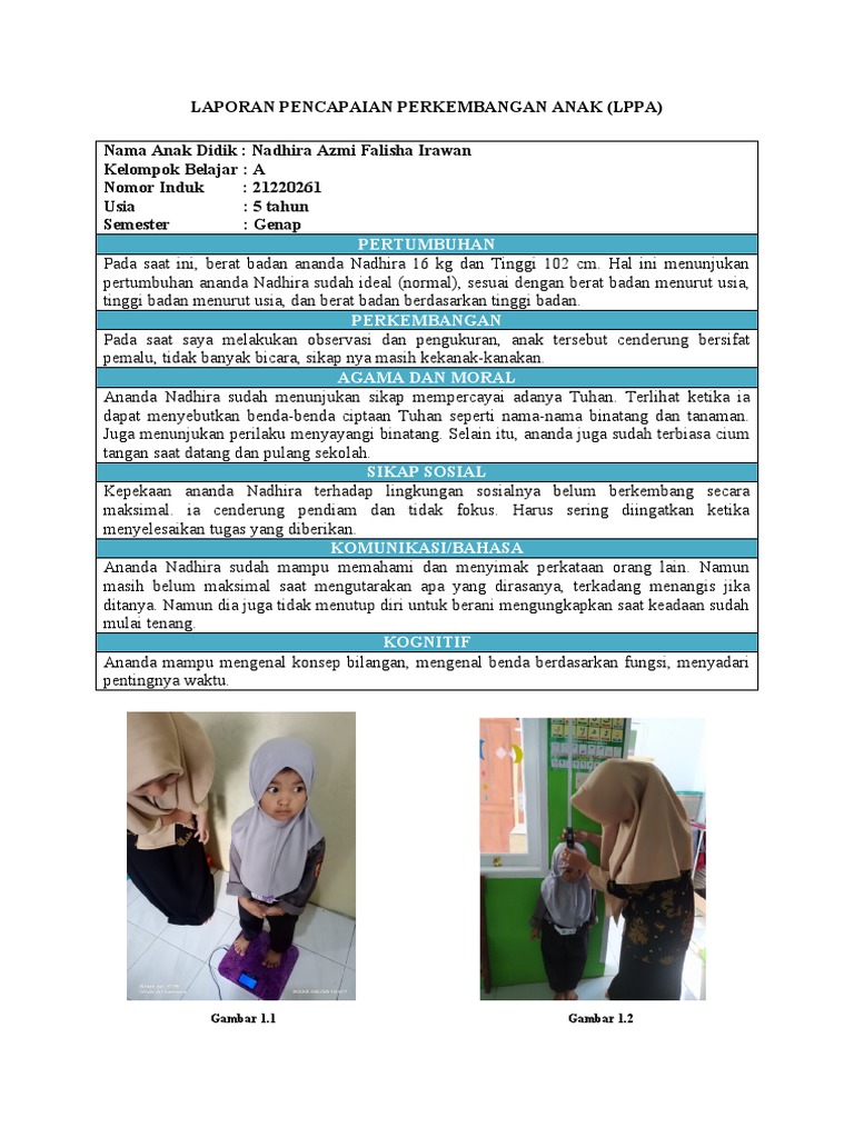 Laporan Pencapaian Perkembangan Anak | PDF