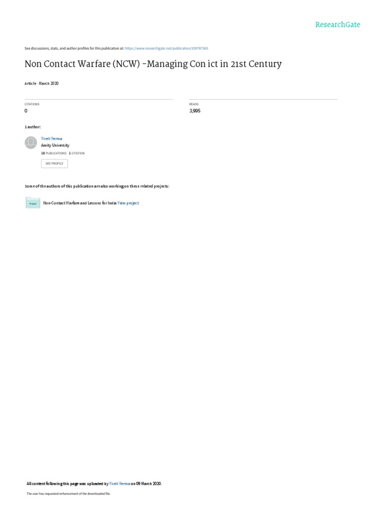 Non-Contact Warfare Strategies Explained | PDF | Military | National ...