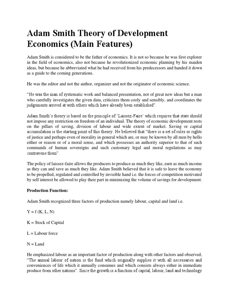 Adam Smith Theory of Development in Economics | PDF | Labour Economics ...