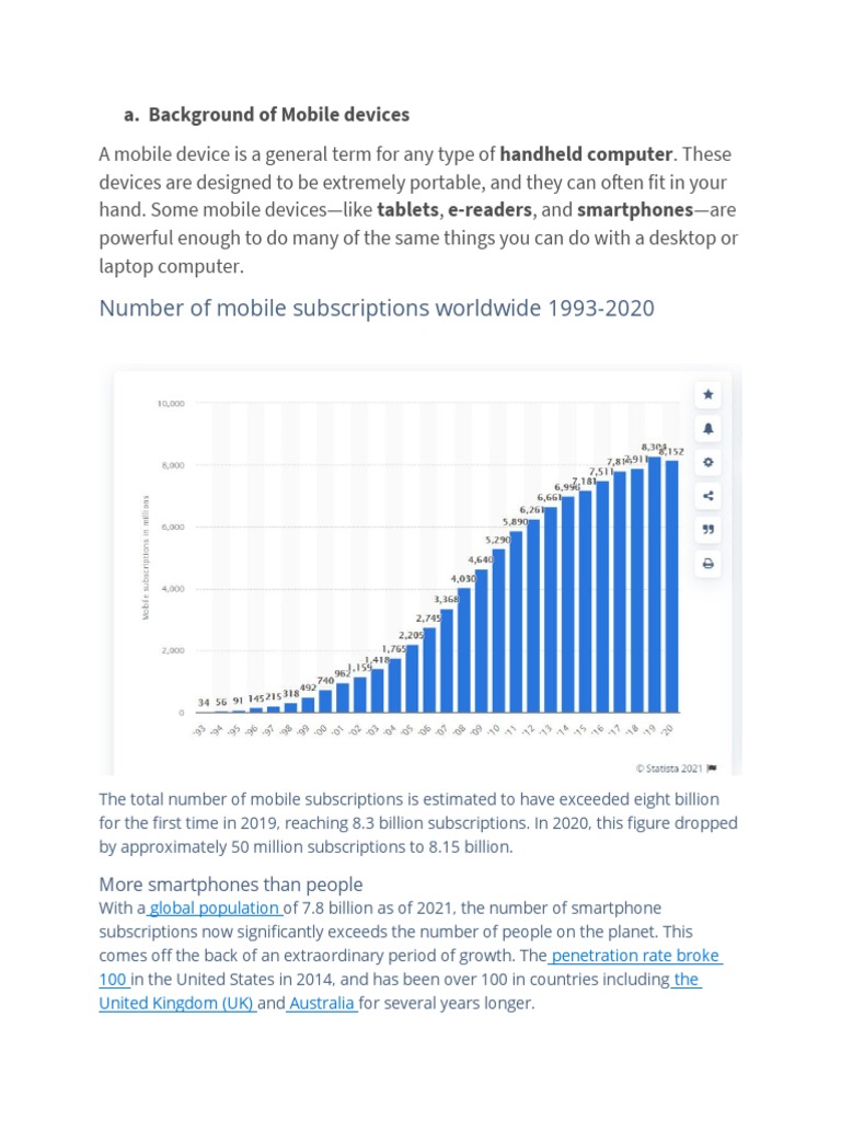 Number of Mobile Subscriptions Worldwide 1993-2020 | PDF | Computer ...