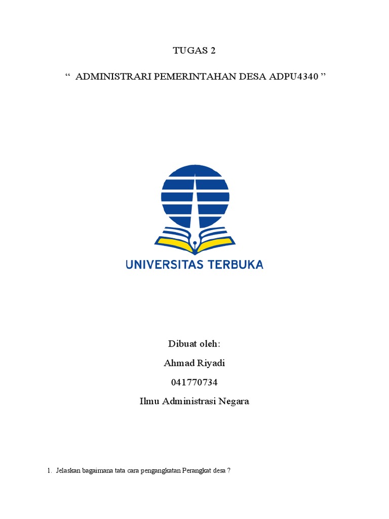 Tugas 2 Administrari Pemerintahan Desa Adpu4340 | PDF