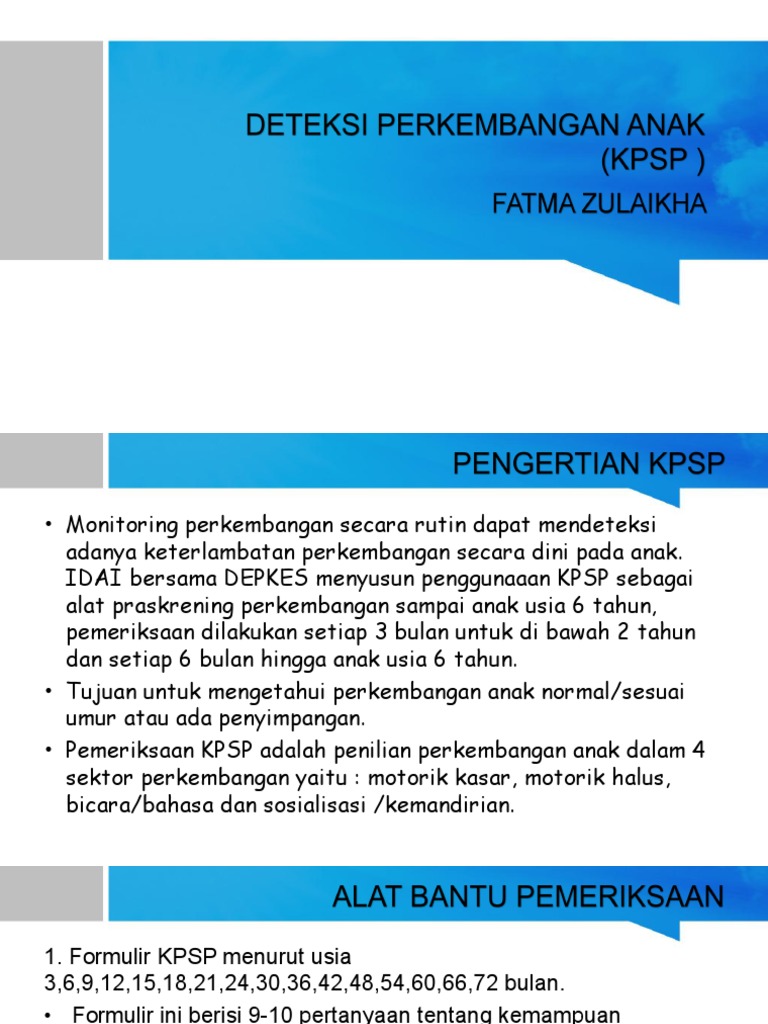 Deteksi Perkembangan Anak KPSP | PDF | Pengembangan Diri
