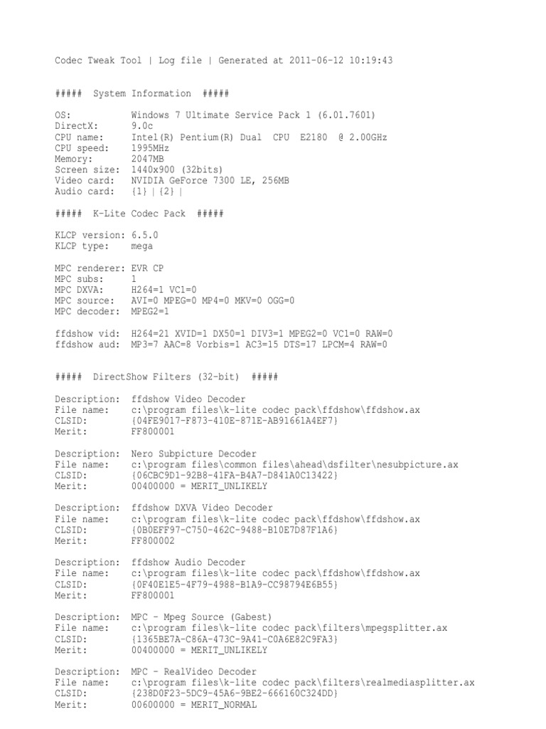 KLCP Codec Log | PDF | Video | Computer Data