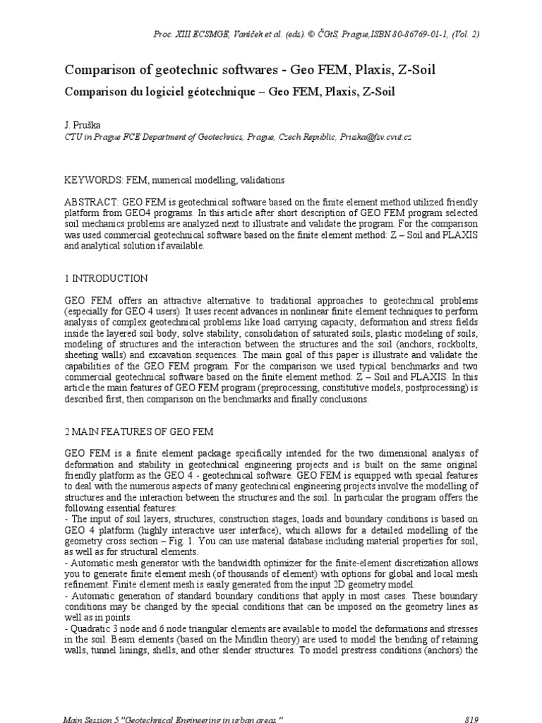 14 Comparison of Geotechnic Softwares Geo FEM Plaxis Z-Soil | PDF | Finite Element Method ...