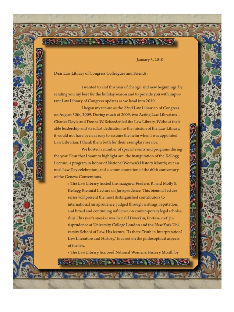 Holiday Letter From The Law Library of Congress | PDF | Library Of ...