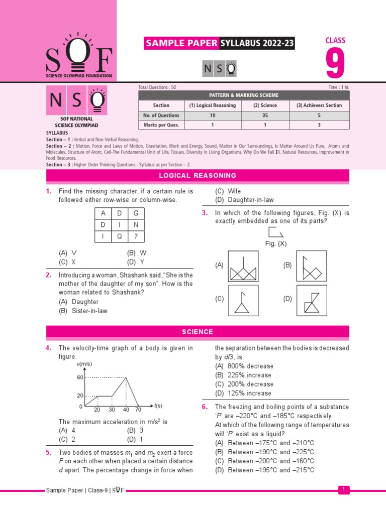 Nso Sample Paper Class-9 | PDF | Irrigation | Nature