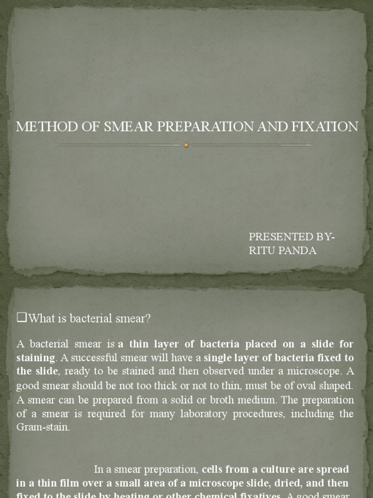 Method of Smear Preparation and Fixation: Presented By-Ritu Panda | PDF