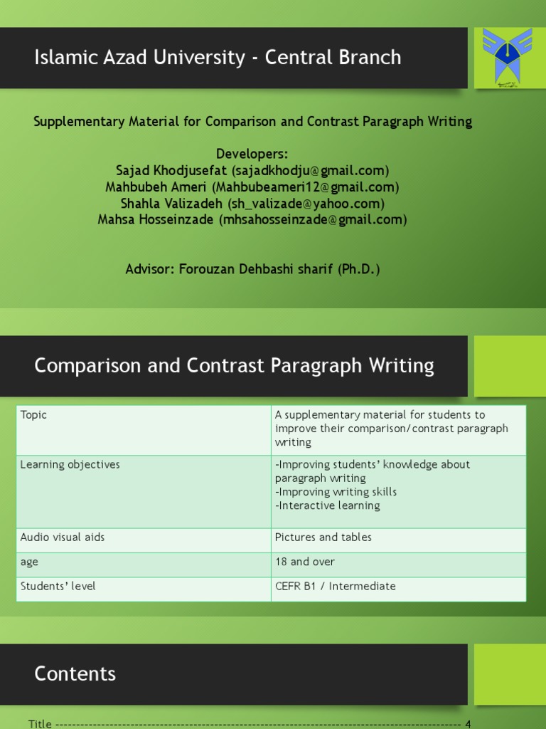 Comparison and Contrast Paragraph Writing | PDF | Optometry