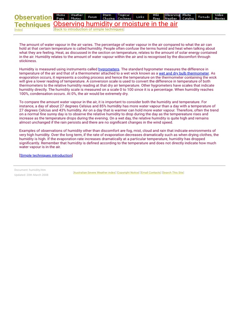 Observing Humidity or Moisture in The Air | PDF | Humidity | Water Vapor