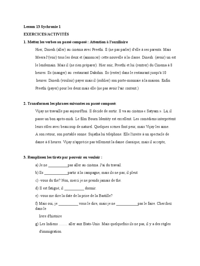 Lesson 13 Sychronie 1 | PDF | Arts du langage et discipline | Bien-être