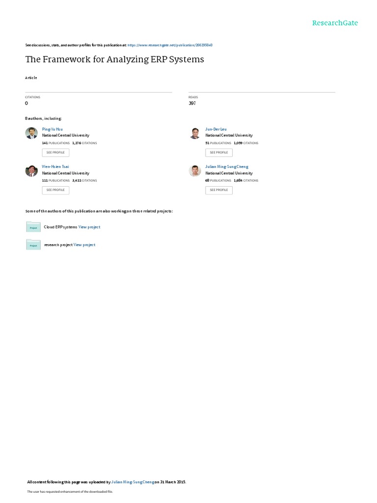 ERP Systems Analysis Framework | PDF | Enterprise Resource Planning ...