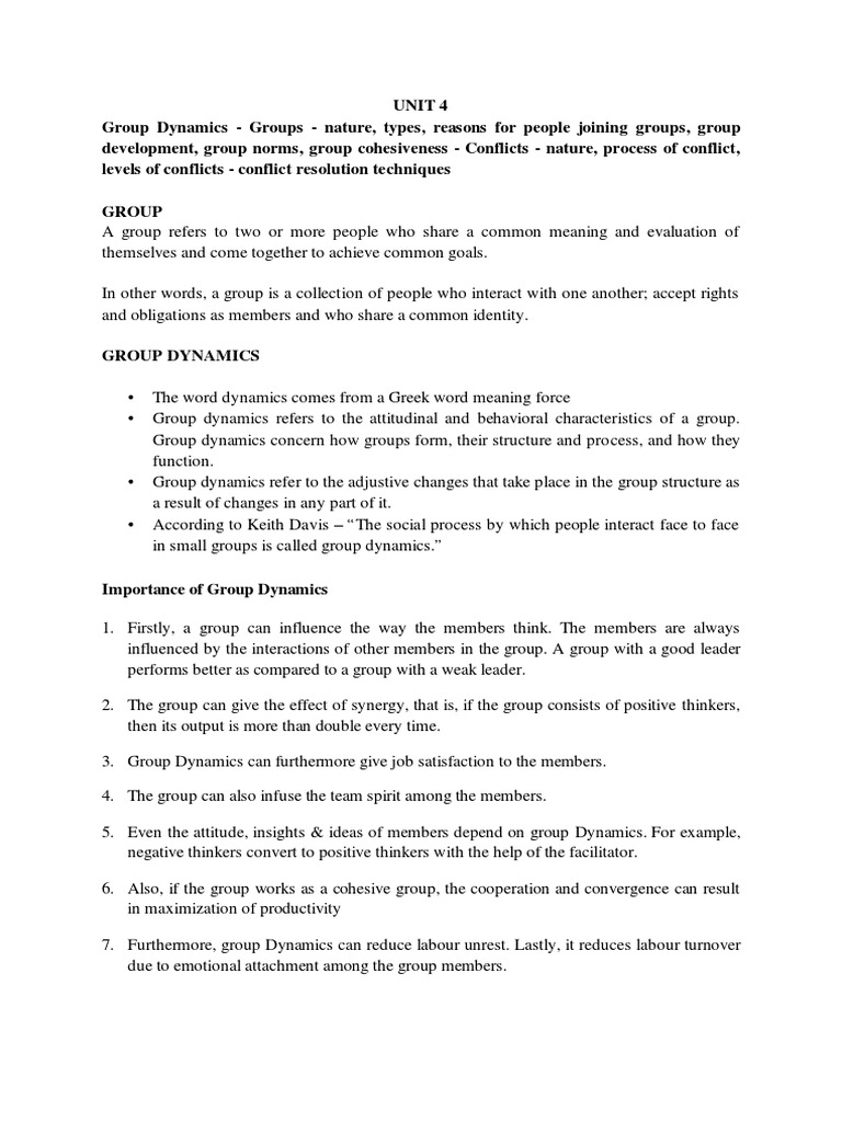 Ob - Unit 4 | PDF | Conflict (Process) | Group Cohesiveness