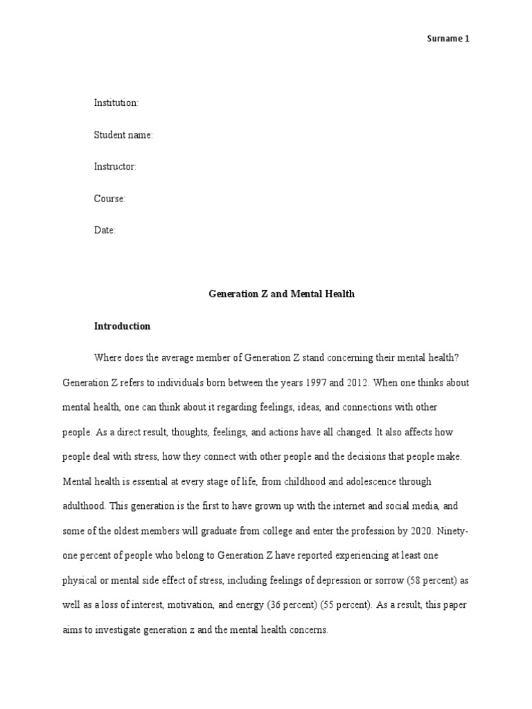 Generation Z and Mental Health - Edited.edited | PDF | Mental Disorder ...