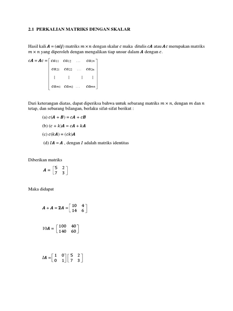 Perkalian Matriks dan Skalar | PDF